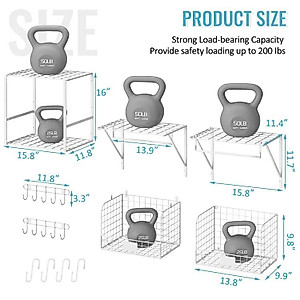 ThreeHio 3 Pack Laundry Room Shelves Wall Mounted with Wire Storage Baskets, Over Washer and Dryer shelves with Hanging Rods and Hooks, Wire Wall Shelves Baskets for Laundry Organization and Storage