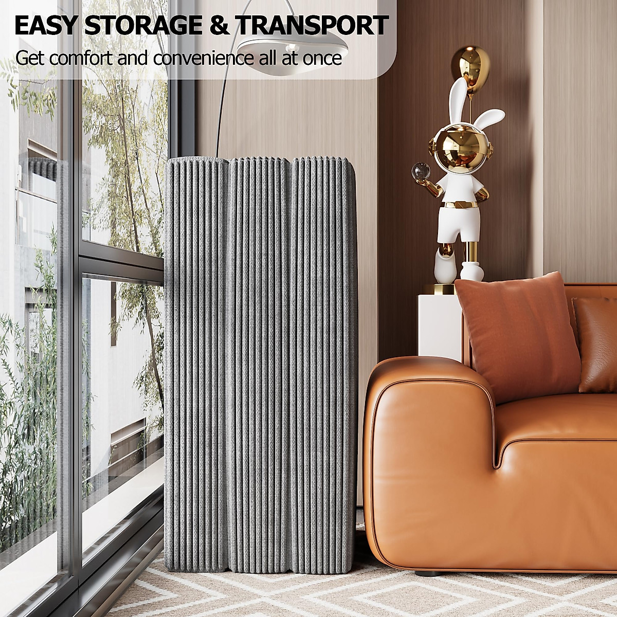 Slumbrae Folding Sofa Bed, 6" [Twin] Foldable Sofa Mattress with Back Support & Fixed Velcro for Living Room & Office, Grey, 75" * 38"