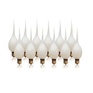 LightLady Studio, Silicone Dipped Candle Light Bulbs, 7 Watts, 12Pk, Silicone Light Bulbs for Candle Lamps, Window Candles, Candelabra, Handmade, Dipped, White, Candle Bulbs Silicone