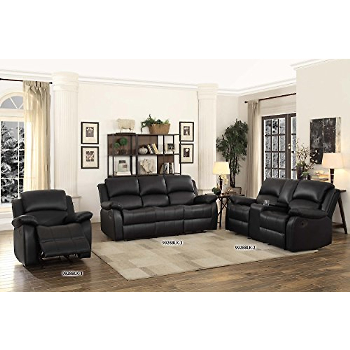Homelegance Clarkdale Double Glider Reclining Loveseat with Console, Black