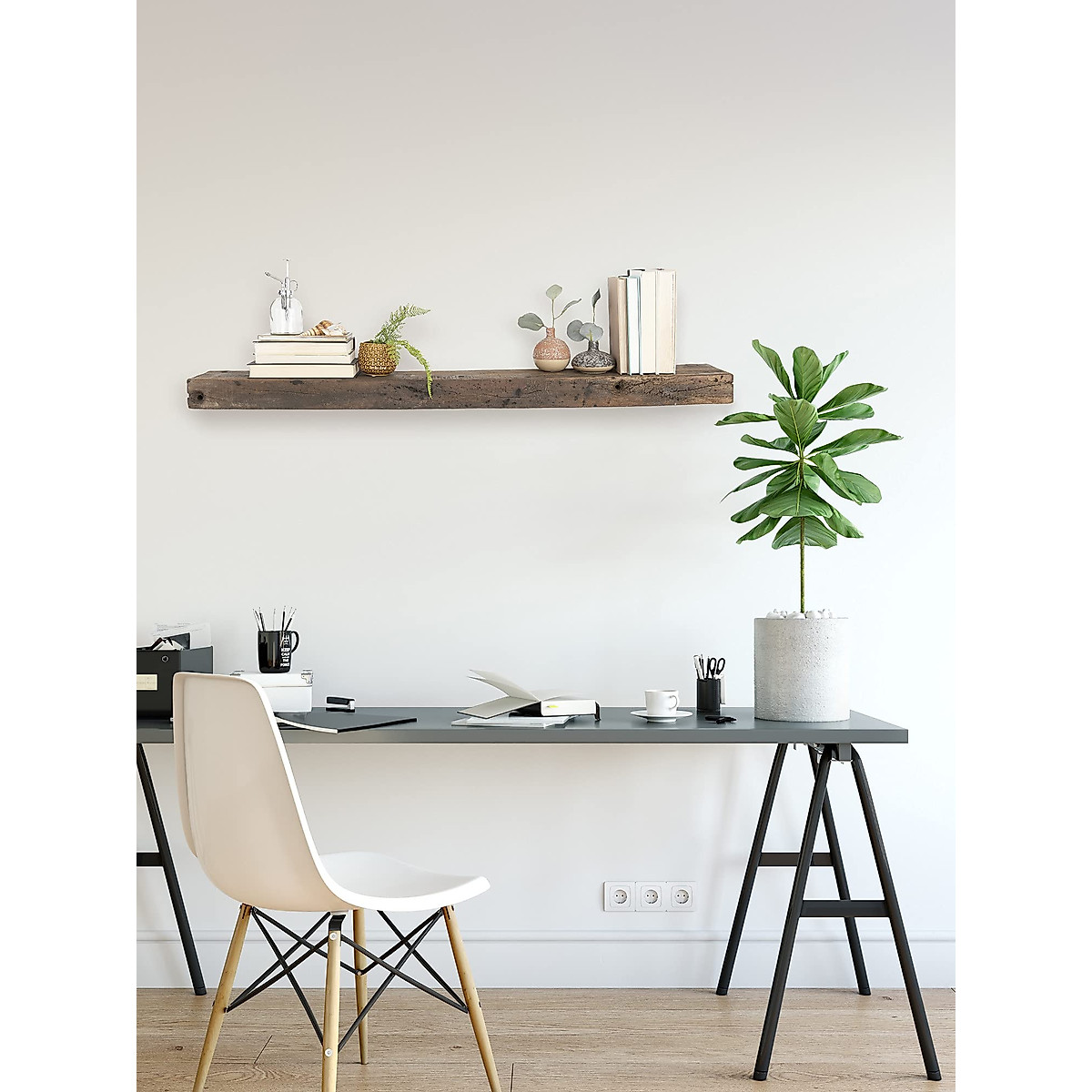 Creative Co-Op Wood Floating Wall Shelf, Large, Brown