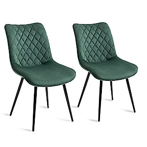 ANOUR Modern Dining Chairs, Velvet Kitchen Chair, Living Room Chairs, Set of 2, Upholstered Side Chair with Metal Legs for Dining Room Kitchen Bedroom Vanity