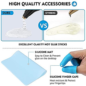 Magicfly 60/100W Hot Glue Gun Full Size with Carry Bag and 15 Pcs Hot Glue Sticks (0.43X5.9inch), Dual Power High Temp Melt Glue Gun Kit for DIY Arts Craft Projects, Home Quick Repairs, Gray