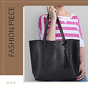 Black Work Tote Handbags for Women Tote Purse with Purse Organizer PU Leather Tote Bag Large Women's Tote Bags and Bag Organizer Insert with Zipper Pouch Lining, Layered Storage for Easy Organization