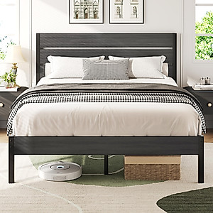 Lifezone Queen Bed Frame with Headboard and Footboard, Metal Queen Bed Frame with Under-Bed Storage, All-Metal Support System, No Box Spring Needed, Easily Assemble, Rustic Grey