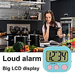 6 Pack Digital Timer for Teacher Small Timers for Kids Magnetic Back Big LCD Display Loud Alarm Minute Second Count Up Countdown with ON/Off Switch for Classroom, Homework, Exercise(3 Blue & 3 White)