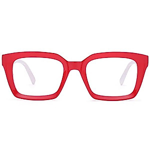 Hycredi Classic Square Eyewear Non-prescription Clear Lens glasses for Women Men Thick Square Frame Eyeglasses-Red