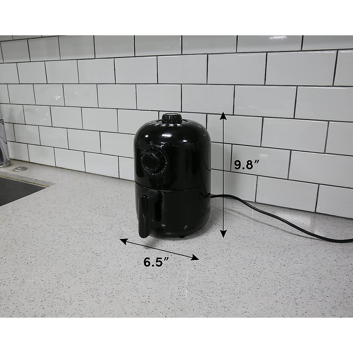 Elite Gourmet EAF-1121X Personal 1.1 Qt. Compact Space Saving Electric Hot Air Fryer Oil-Less Healthy Cooker, Timer & Temperature Controls, 1000W Black