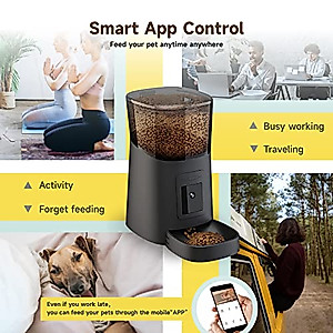 Onliciple Smart Pet Feeder with Camera, 6L WiFi Automatic Cat Feeder Food Dispenser with Camera & Timer, 1080P HD Video with Night Vision, 2-Way Audio, Low Food Alarm, Up to 12 Meals Per Day
