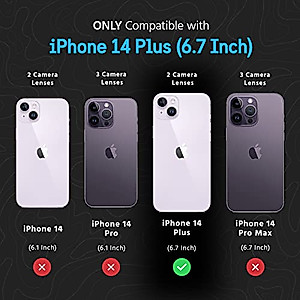 Pelican Shield Kevlar Series - iPhone 14 Plus Case 6.7" [Compatible with MagSafe] Magnetic Charging Phone Case With Belt Clip Holster Kickstand [2ftT MIL-Grade Drop Protection] Cover - Black