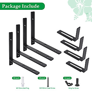 Maotong Adjustable Window Planter Box Brackets 4 Pack, Heavy Duty Wall Mount Flower Box Holder for Planter Box Depth (Front to Back) 6 to 12 Inches, Black