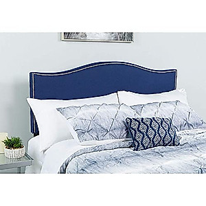 Flash Furniture Lexington Upholstered Twin Size Headboard with Accent Nail Trim in Navy Fabric