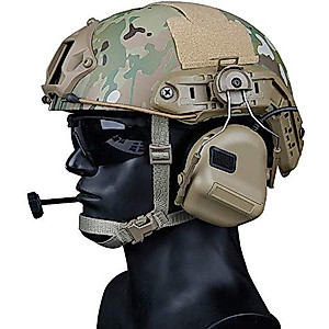 NC Helmet Version Noise Reduction Pickups, Electronic Shooting Noise Safety Earmuffs, Tactical Headsets For Airsoft Activities, Tan, 20x15x10cm