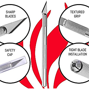 WA Portman Craft Cutting Mat Metal Ruler & Craft Knife Set - 24x36 Inch Self Healing Craft Cutting Mat - Hobby Knife Set - 10 Crafting Knife Blades - 36 Inch Cork-Backed Ruler - Precision Knife Set