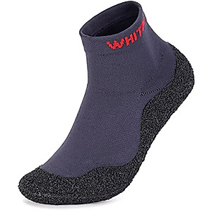 WHITIN Womens Barefoot Sock with Soles Running Shoes Barre Minimalist Fitness Size 12 for Ladies Sticky Zero Drop Yoga Beach Water Athletic Hiking Grey