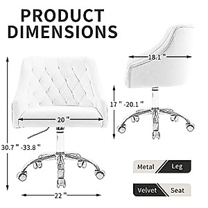 Velvet Fabric Swivel Task Chair for Home Office Ergonomic Comfortable Chair - Green with Dirt-Proof M-6030S