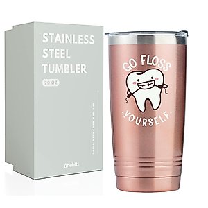 Dental Gifts for Dental Assistant, Dental Hygienist on Dental Assistants Recognition Week, National Dental Hygienists Week, Birthday and Christmas, 20oz Insulated Stainless Steel Tumbler - FLOSS