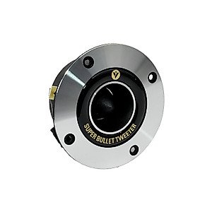 VOYZ 400 Watt Super Tweeter 2KHz - 20KHz - 1” Super Horn Heavy Duty Bullet Tweeter Titanium Diaphragm 4 ohms Chrome Finish with Crossover Capacitor (1 Pair)