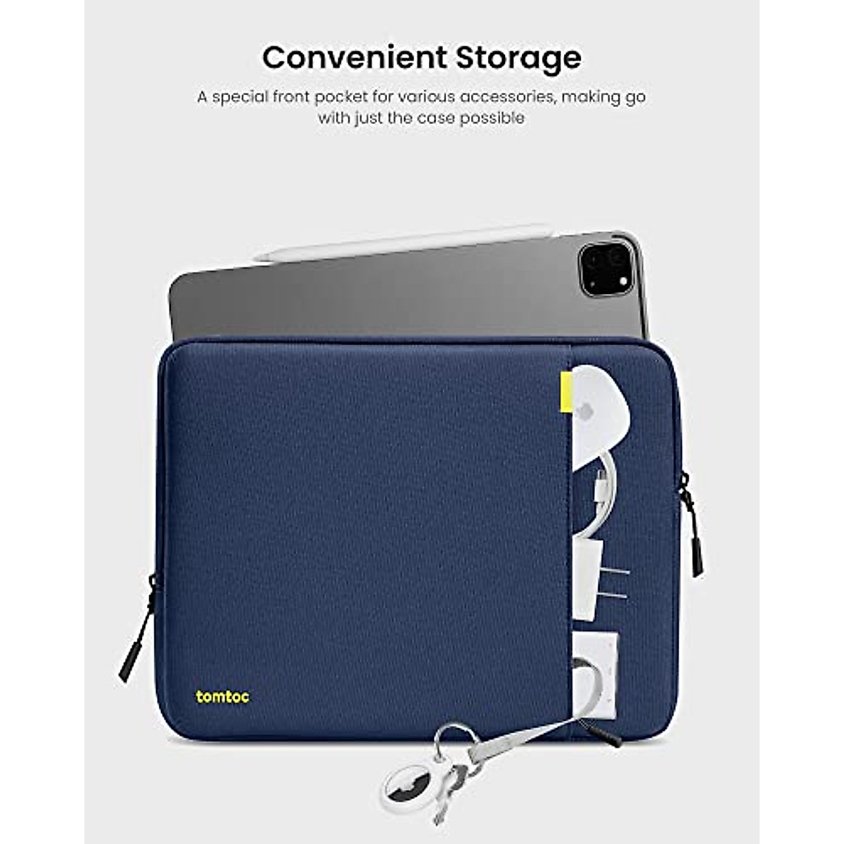 tomtoc 360 Protective Tablet Sleeve for 12.9-inch iPad Pro M2&M1 with Magic Keyboard or Smart Keyboard Folio, Water-Resistant Case Bag with Accessory Pocket