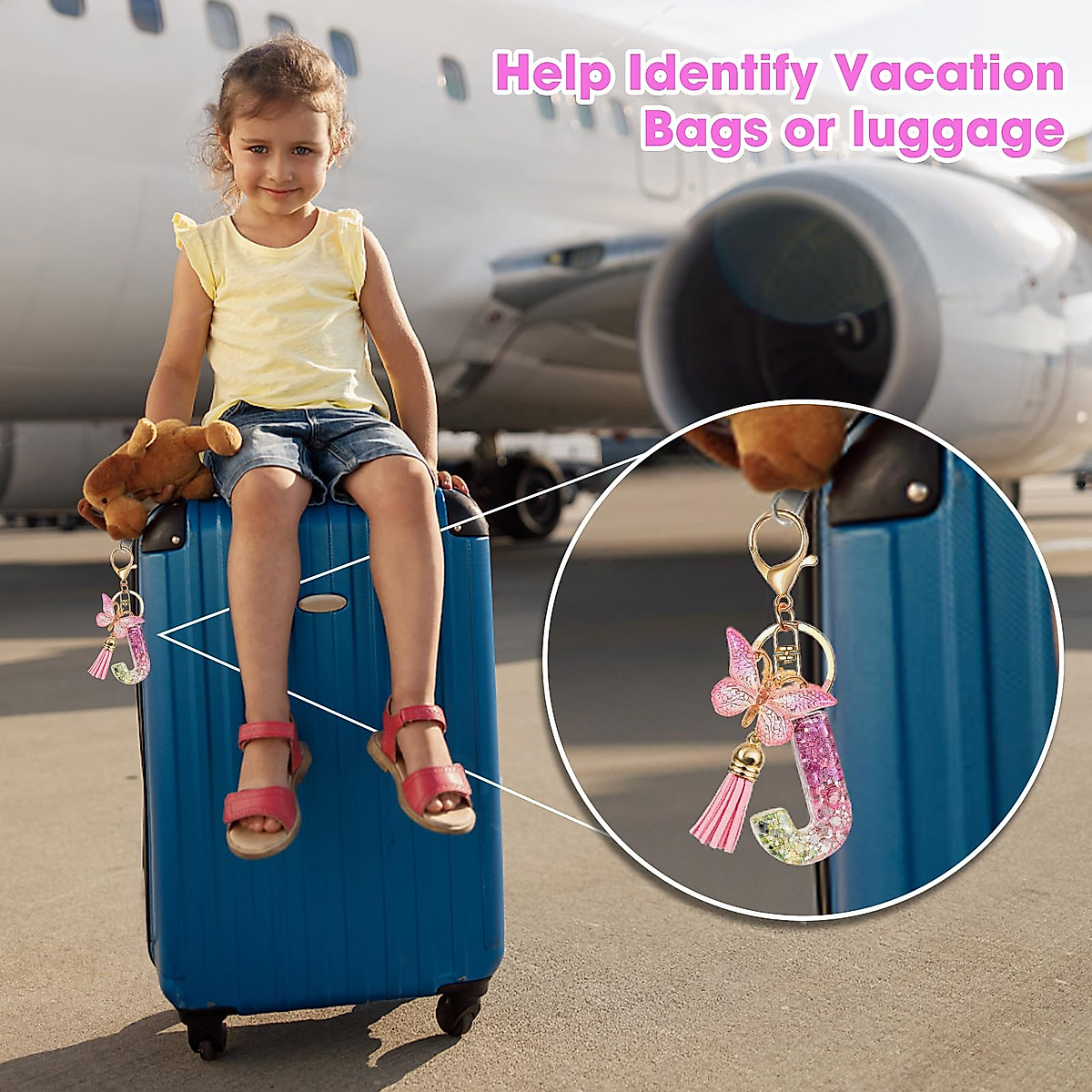 GIFTOXO Letter Keychains for Women and Girls, Key Chains for Car Keys, Cute & Pink Keychain Accessories for Backpack, Wallet-A