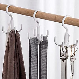 Sihuuu Belt Hanger, Twirl Tie Rack, Scarf Holder Hook for Closet with 4 Claws, 360 Degree Rotating Closet Clothes Hangers, Good for Hanging Scarf, Ties, Hats, Towels,Bags(2 PCS)