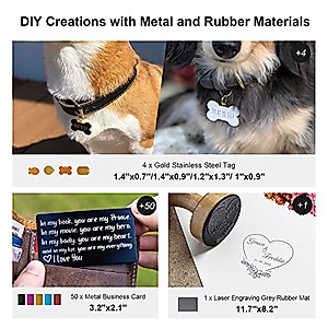 201 Pcs Engraving Material Box, DEWALLIE DIY Materials for Laser Engraver, Co2 & Diode Laser Engraving and Cutting Machine, Including Acrylic Sheet, Slate Coaster, Dog Tag, Metal Business Card