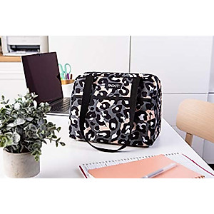 PackIt Freezable Hampton Lunch Bag, Wild Leopard Gray, Built with EcoFreeze Technology, Collapsible, Reusable, Zip Closure with Front Pocket and Shoulder Straps, Perfect for Tweens and Adults