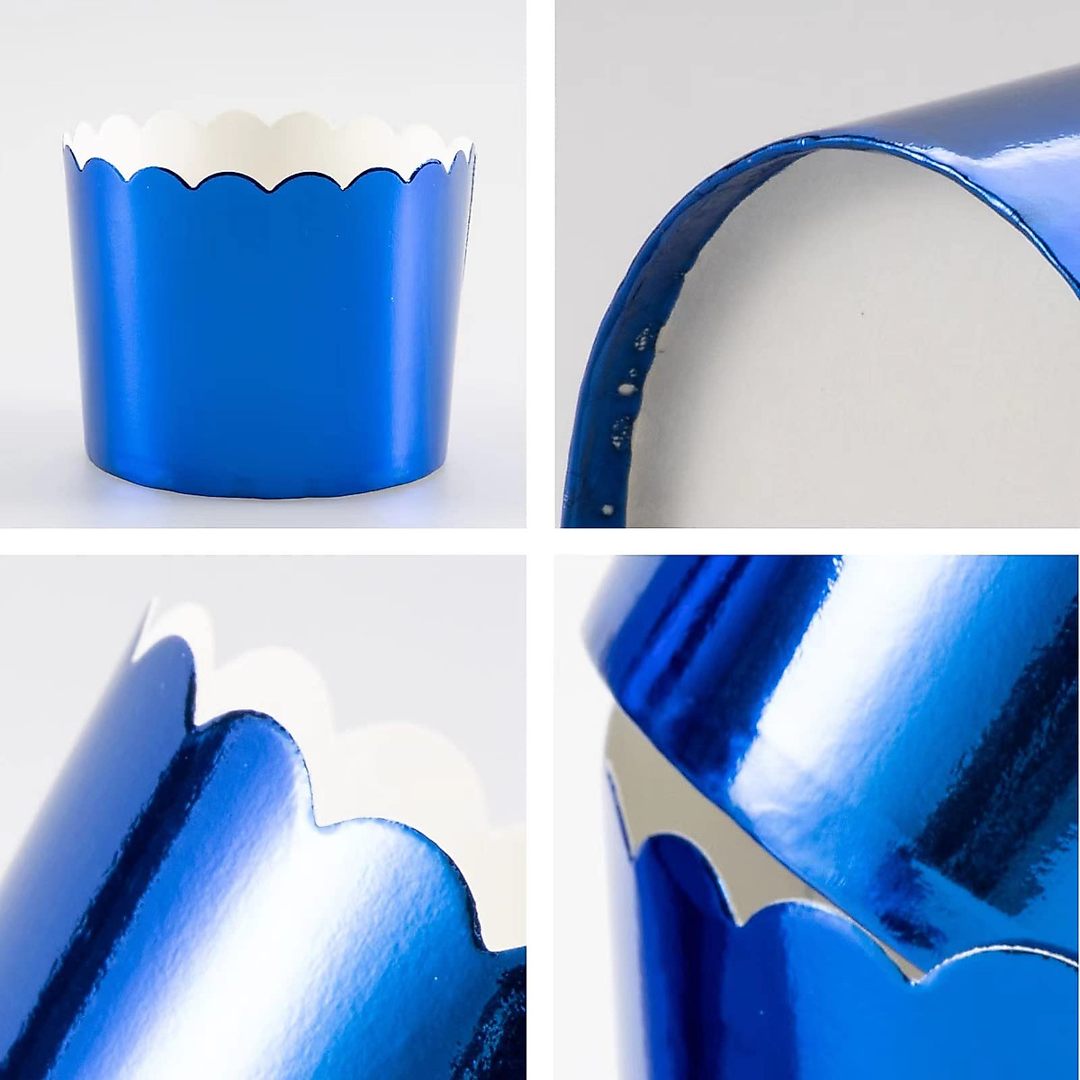 Blue Baking Cups Cupcake Liners, 50pcs Paper Baking Cups Muffin Liners Greaseproof Disposable Bulk Cupcake Wrappers, 6 oz Standard Muffin for Father's Day Decor Retirement Graduation Parties