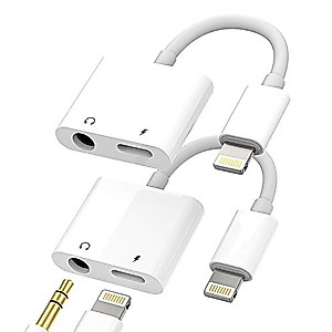 Headphone Adapter Lightning to 3.5mm AUX Audio Jack and Charger Extender Dongle Earphone Headset Splitter Compatible with iPhone 11 12 Mini pro max xs xr x se2 7 8 Plus for Ipad Air Y Cable Converter