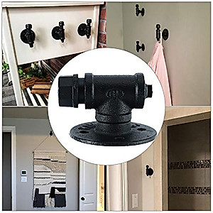Homend Black Wall Mounted Towel Hooks,Rustic Robe and Towel Racks for Bathrooms,Heavy Duty DIY Style,Chic Industrial Iron Pipe with Electroplated Black Finish,Mounting Hardware Included