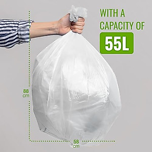 Ecobag 30 Heavy Duty Swing Bin Liners White EcoBag, 55Litre, (225)