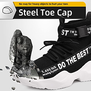Furuian Steel Toe Shoes for Men Women Comfortable Lightweight Safety Snekaers Industrial Construction Work Shoes for Men Black