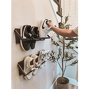 TopTierGoods Wall Shoe Rack - Set of 2 Wall Mounted Shoe Rack - Space Saving Wall Shoe Organizer - Wall Shoe Storage for Small Spaces - Durable Shoe Holder for Wall - Wall Shelf for Shoes