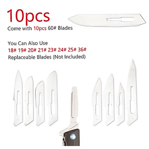 TENCHILON G37 Small Pocket Scalpel Knife, 10pcs #60 Replaceable Blades, Compact Slim Gentleman's Flipper Folding Scalpel EDC Utility Knives with Blue Titanium Pocket Clip (Black)