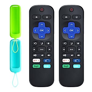 2 Pack Universal Replacement TV Remote Control ONLY for Roku TV, for TCL/Hisense/Sharp/Philips/Onn/Element/Insignia Roku TV. (NOT for Roku Stick or Box)