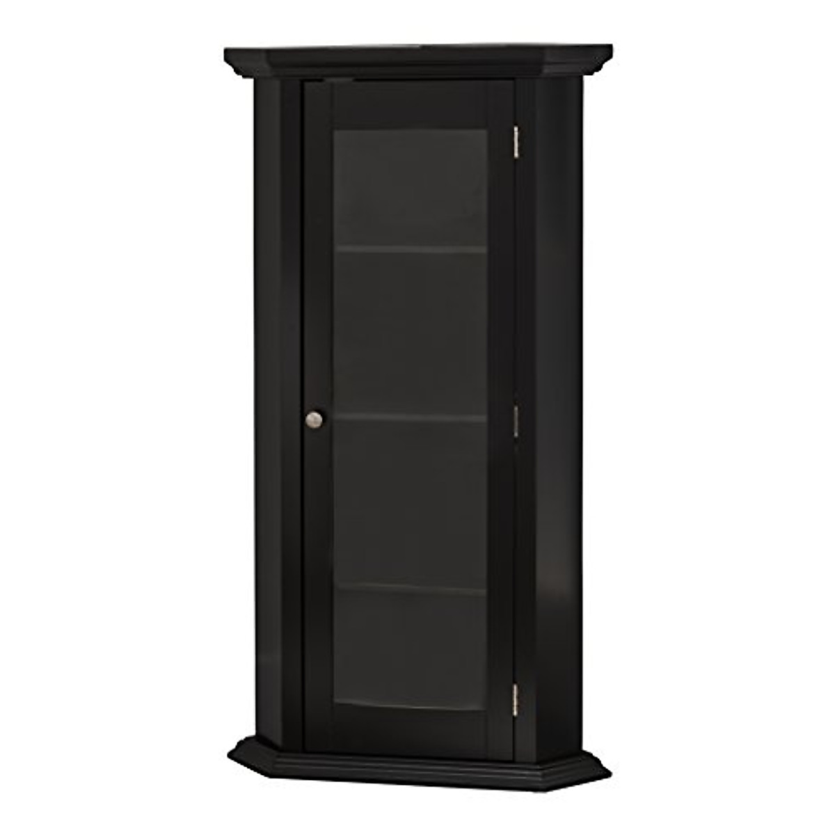 Kings Brand Furniture - Corner Curio Storage Cabinet with Glass Door, Black Finish