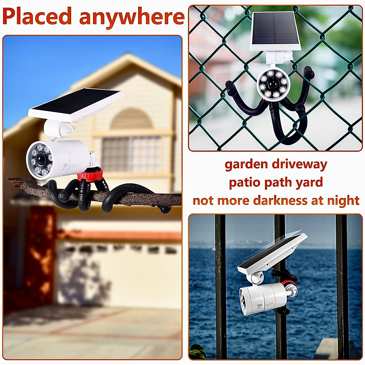 Camping Motion Sensor Light Outdoor Waterproof Aluminum, 9W 1400LM (130W Equi.) Solar Camping Lights, Solar Power Motion Sensor Flood Led Spotlight for Camp Porch Deck Path Patio Yand Post Step