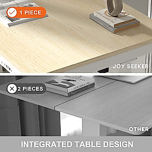 JYLH JOYSEEKER Electric Standing Desk with Drawers, Whole Piece 48 Inches Adjustable Height Desk, Modern Sit Stand Up Desk,Ergonomic Rising Desk for Home Office Workstation, Light Wood