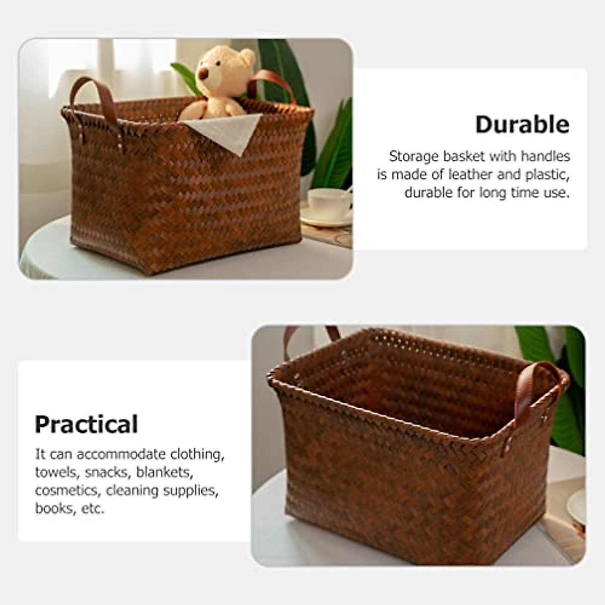 Cabilock Storage Baskets for Shelves Bread Basket Imitation Rattan Woven Basket Laundry Basket Laundry Holder Laundry Storage Basket Wicker Baskets Decoration Storage Containers