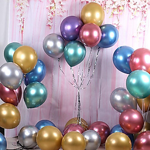 🍀 AIUSD Clearance 🍀, Shiny Metallic 50Pcs Chrome Shiny Metallic Latex Balloons for Birthday Wedding Grad Party Home Decor