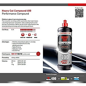 Menzerna Heavy Cut 400 250ml (8oz) Formerly Fast Gloss 400 - an Innovative Automotive Polish That removes Scratches and Creates Gloss in a Single Step (32 fl oz)