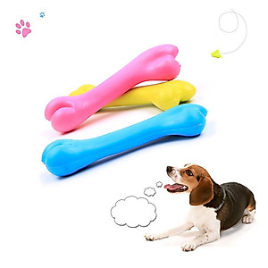 CShopping Pack of 3 Durable Dog Chew Toys， Bone Shape Dog Dental Toy，Rubber Bone Chew Textured Toys Perfect for Training & Keeping Pets Fit