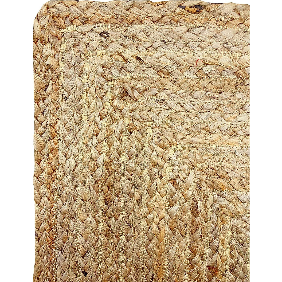KEMA 3X5 Feet Handwoven Jute Braided Area Rug, Natural Yarn - Rustic Vintage Braided Reversible Rectangular Rug- Eco Friendly Rugs for Bedroom, Kitchen, Living Room, Farmhouse