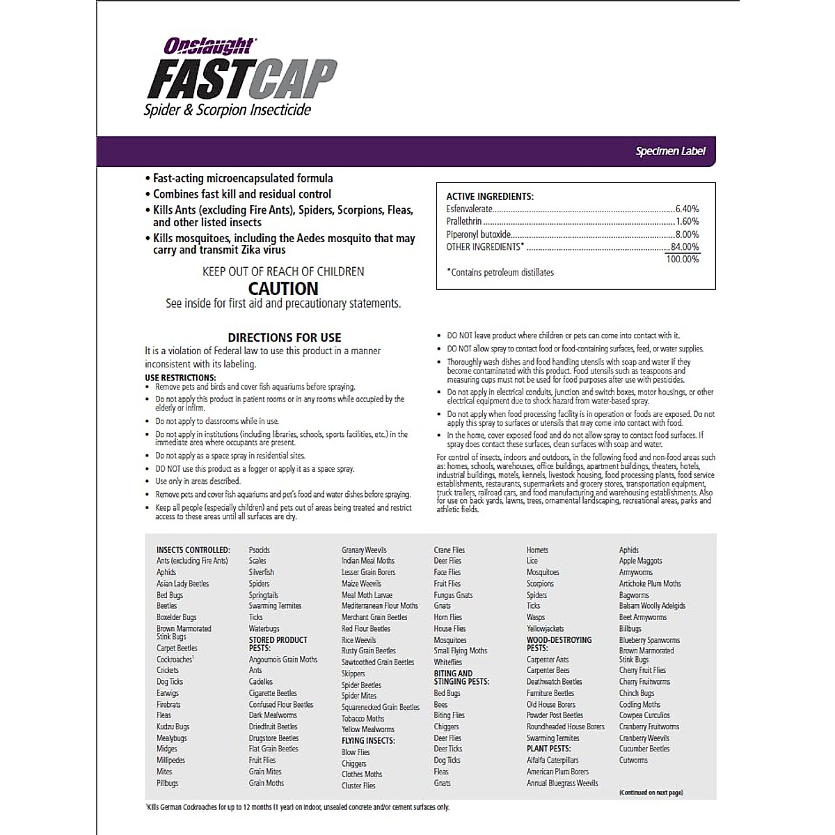 Onslaught Fastcap MGK 8 oz - Spider and Scorpion Insecticide