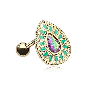 Golden Chakra Opal Cartilage Tragus Earring