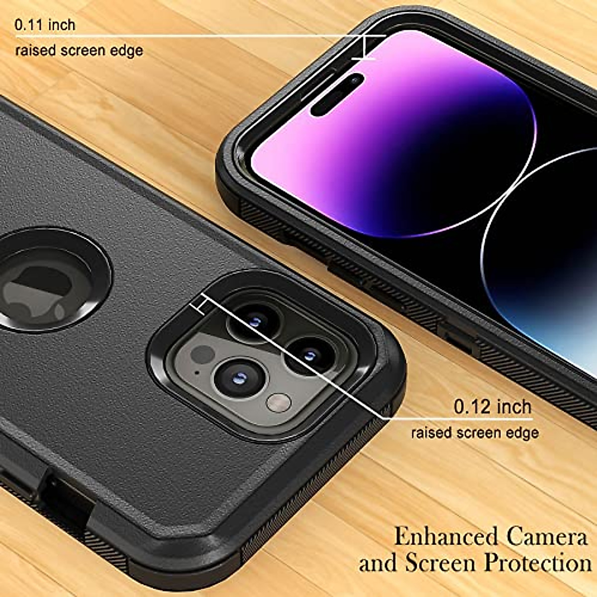 TASHHAR Phone Case for iPhone 14 Pro Case,Heavy Duty Hard Shockproof Armor Protector Case Cover with Belt Clip Holster for Apple iPhone 14 Pro 6.1 5G 2022 Phone Case (Black)