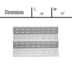 Damile Stainless Steel Grill Heat Plates Heat Shield Burner Cover Flame Tamer, Vaporizer Plate BBQ Gas Grill Replacement Parts for Solaire 27XL Grills, 15”x 10”x 1 5/16”, 2-Pack