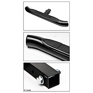 Universal 3 Inch Black Trailer Tow Mount Rear Hitch Step Bar Bumper Guard for 2" x 2" Towing Receiver Tube