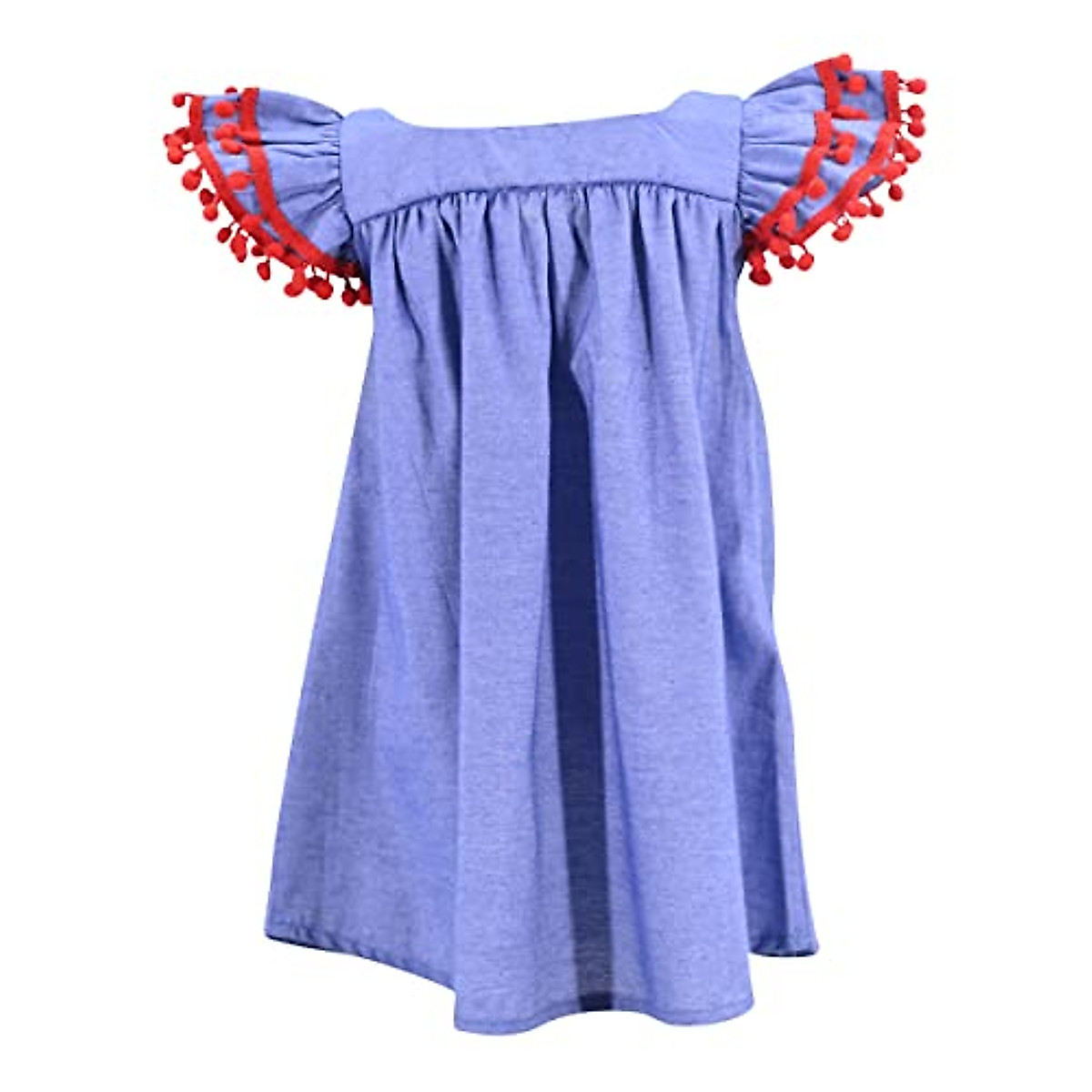 Unique Baby Girls Back to School Denim Apple Dress (8Y, Red)