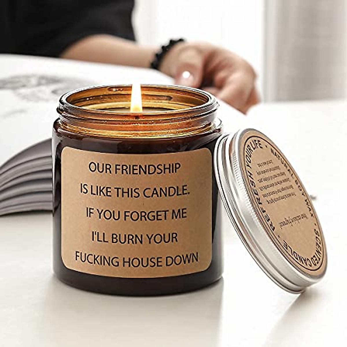 PMCDS2G Scented Candles Best Gift for Men & Women Birthday 14oz 100hour Long Burn Time Lavender Fragrance (Our Friendship is Like This Candle. IF You Forget ME I'll Burn Your FXXKING House Down.)